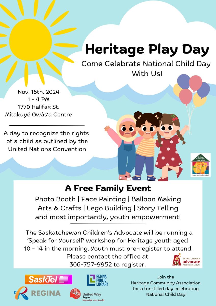 Heritage Play Day: Nov. 16th, 1 – 4pm – Welcome to the Heritage Community